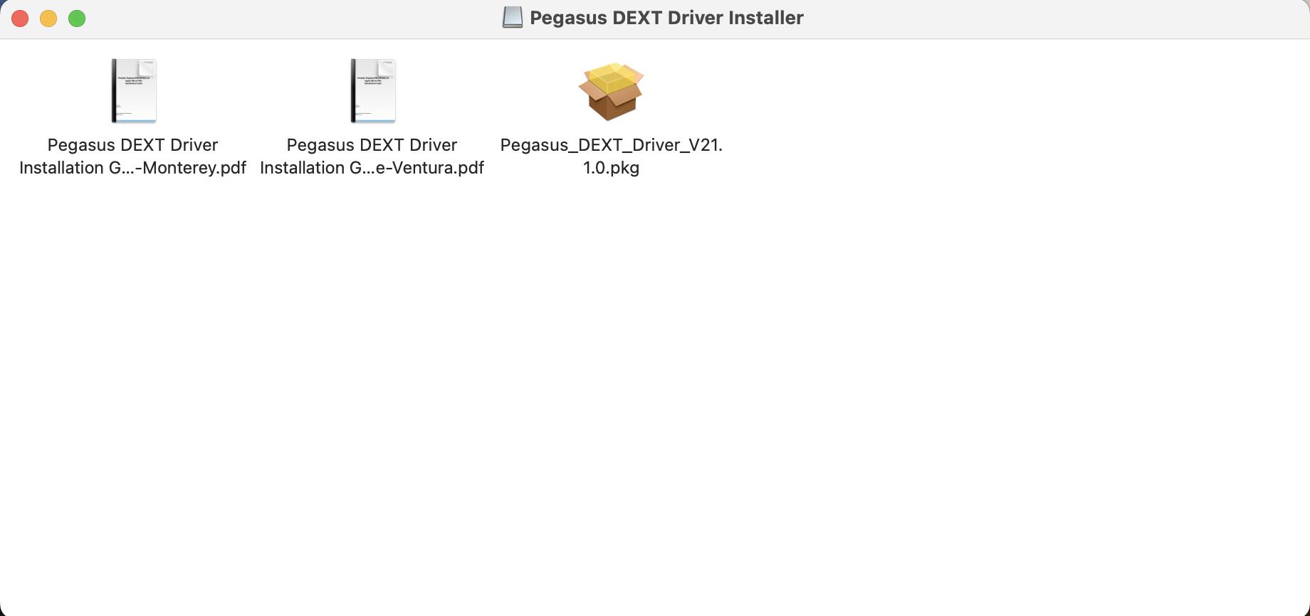 Installing the macOS Pegasus DEXT driver