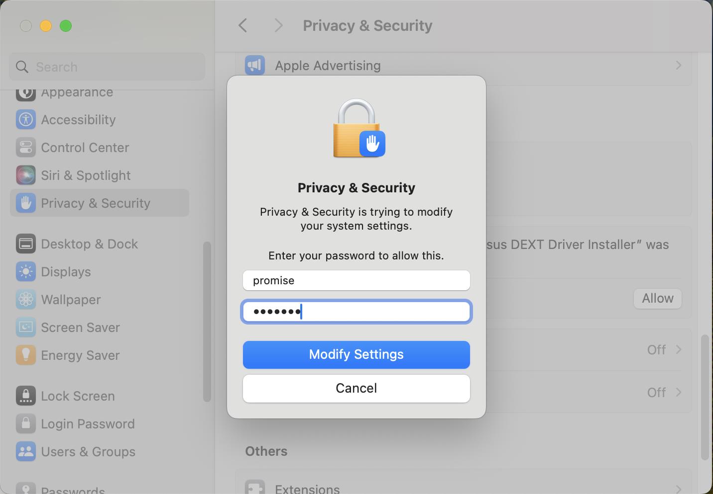 Installing the macOS Pegasus DEXT driver