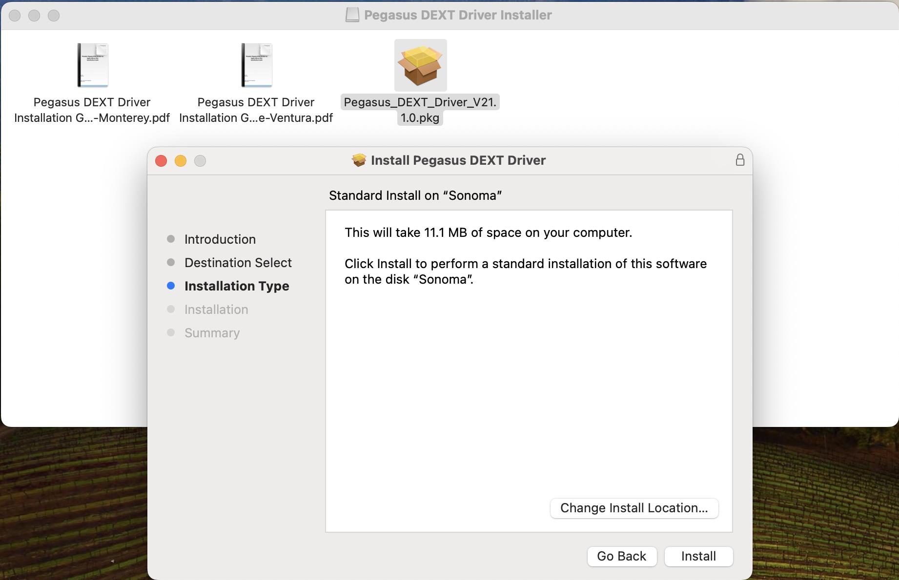 Installing the macOS Pegasus DEXT driver